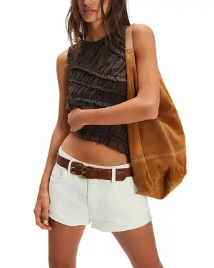 Free People Smocked Ruffle Top - Chocolate