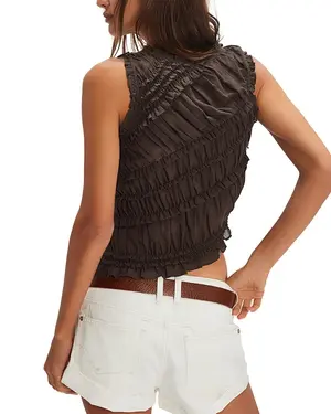 Free People Smocked Top - Chocolate