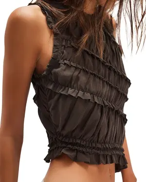 Free People Smocked Top - Chocolate