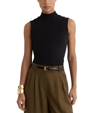 REISS Simone Sleeveless High Neck Top - Black