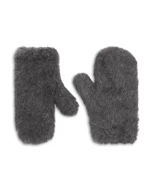 Max Mara Ombrato Alpaca Blend Teddy Mittens Medium Grey