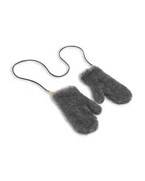 Max Mara Ombrato Alpaca Blend Teddy Mittens - Medium Grey