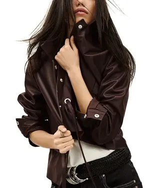 Ba&sh Manita" Leather Jacket - Plum