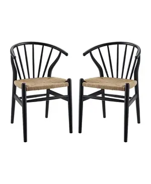 MODWAY Flourish Spindle Wood Dining Side Chair, Set Of 2 - Black
