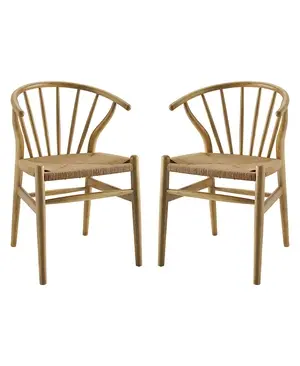 MODWAY Flourish Spindle Wood Dining Side Chair, Set Of 2 - Natural