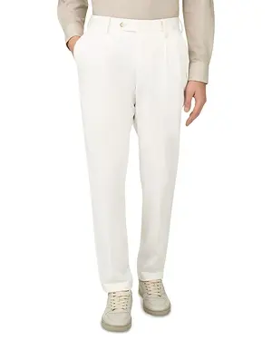 Boggi Milano Regular Fit Stretch Panama Trousers - White