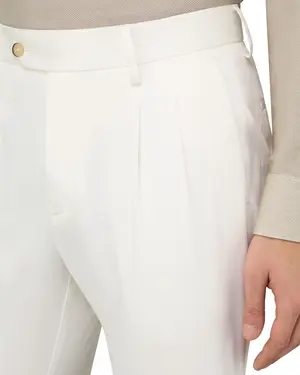 Boggi Milano Regular Fit Stretch Panama Trousers - White