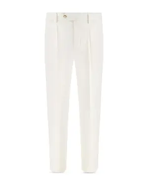 Boggi Milano Regular Fit Stretch Panama Trousers - White