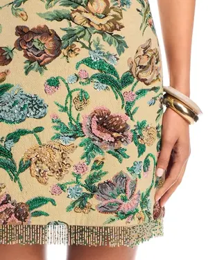 Kobi Halperin Celia Printed Skirt With Beaded Fringe