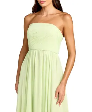 Mac Duggal Strapless Chiffon Gown With Braided Belt