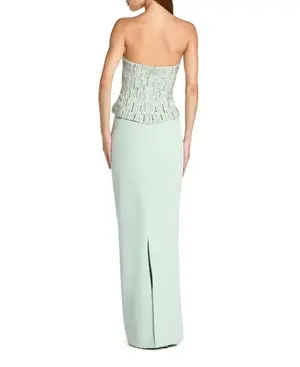 Mac Duggal Crepe Embellished Corset Strapless Column Gown