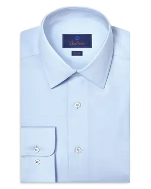 David Donahue Trim Fit Stretch Twill Solid Dress Shirt - Sky