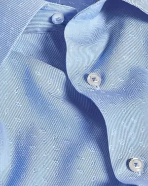 David Donahue Trim Fit Diamond Dobby Dress Shirt - Sky