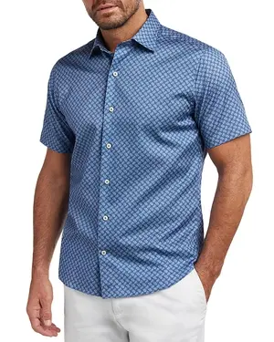 David Donahue Neat Print Short Sleeve Shirt