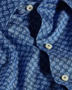 David Donahue Neat Print Short Sleeve Shirt