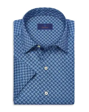 David Donahue Neat Print Short Sleeve Shirt