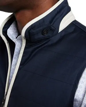 David Donahue Quilted Wool Vest - Navy