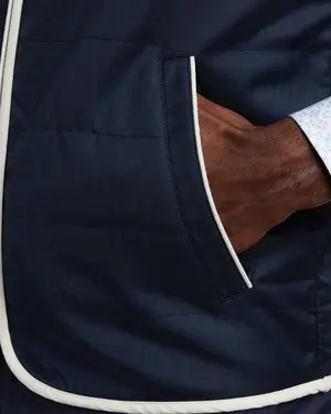 David Donahue Quilted Wool Vest - Navy