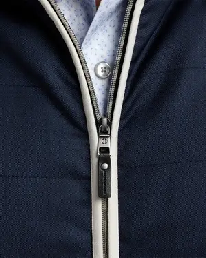 David Donahue Quilted Wool Vest - Navy