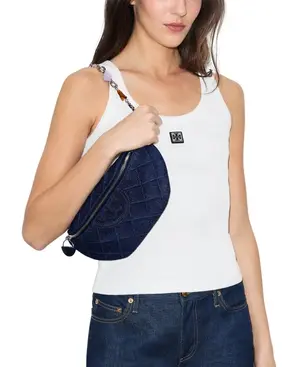 Tory Burch Fleming Charm Denim Belt Bag