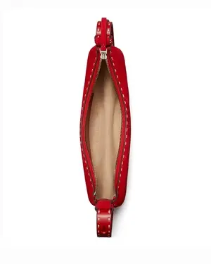Tory Burch Romy Half Moon Suede Shoulder Bag - Toucan Red