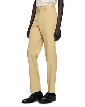 Sandro Classic Fit Linen Blend Trousers - Sand