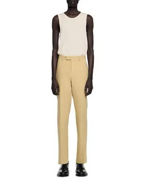 Sandro Classic Fit Linen Blend Trousers - Sand