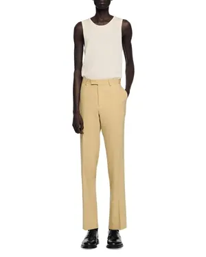 Sandro Classic Fit Linen Blend Trousers - Sand