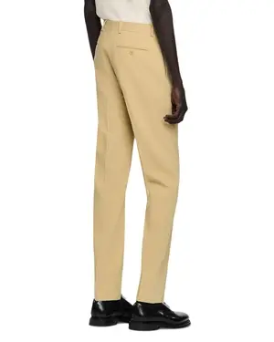 Sandro Classic Fit Linen Blend Trousers - Sand