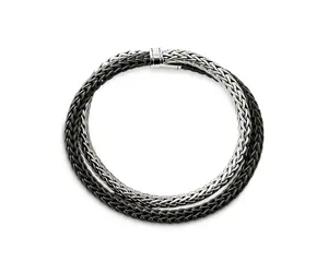 John Hardy Sterling Silver Icon Leather Braid Double Wrap Bracelet - Black