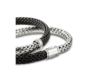 John Hardy Sterling Silver Icon Leather Braid Double Wrap Bracelet - Black