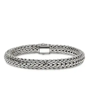 John Hardy 14k Yellow Gold & Sterling Woven Link Chain Bracelet - Silver