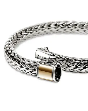 John Hardy 14k Yellow Gold & Sterling Woven Link Chain Bracelet - Silver