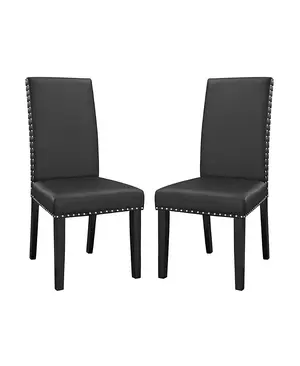 MODWAY Parcel Vinyl Dining Side Chair, Set Of 2 - Black