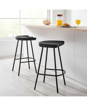 MODWAY Concord Backless Wood Counter Stools, Set Of 2
