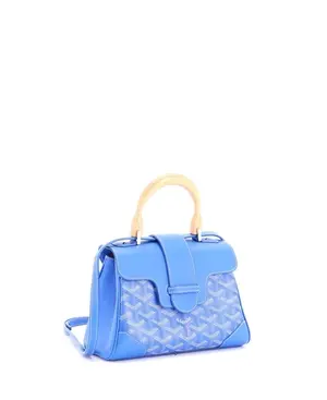Goyard Mini Saigon Top Handle Bag Coated Canvas With Leather - Blue