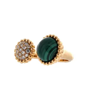 VAN CLEEF & ARPELS Perlee Couleurs Between The Finger Ring 18k With Malachite And Diamonds