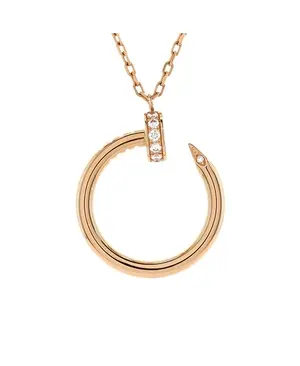 CARTIER Juste Un Clou Pendant Necklace 18k Rose Gold With Diamonds - Pink