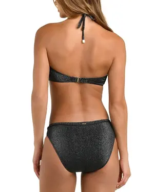 L'Agence Krysta Sparkle Bandeau Bikini Top - Black