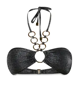 L'Agence Krysta Sparkle Bandeau Bikini Top - Black