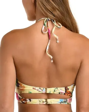 L'Agence Sirena Garden Butterflies Halter Bikini Top - Multi