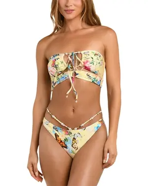 L'Agence Sirena Garden Butterflies Halter Bikini Top - Multi