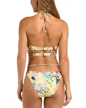 L'Agence Sirena Garden Butterflies Halter Bikini Top - Multi