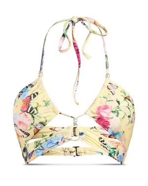L'Agence Sirena Garden Butterflies Halter Bikini Top - Multi