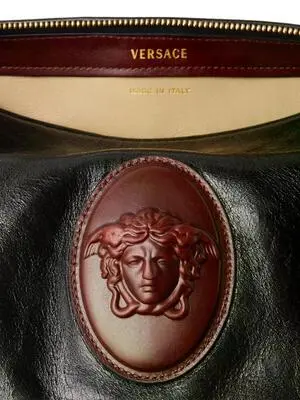 Versace Medusa Cameo Leather Boston Bag - Black