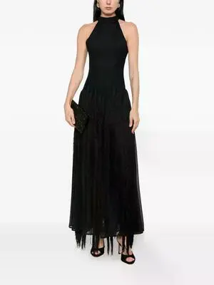 BLESS Tassel Crocheted Maxi Dress - Black