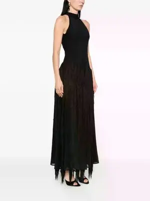 BLESS Tassel Crocheted Maxi Dress - Black