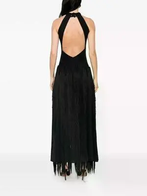 BLESS Tassel Crocheted Maxi Dress - Black