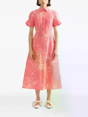 Erdem Floral-print Shirt Midi Dress - Pink