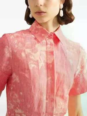 Erdem Floral-print Shirt Midi Dress - Pink